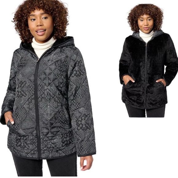Susan Graver | Jackets & Coats | Susan Graver Black Reversible Quilted ...